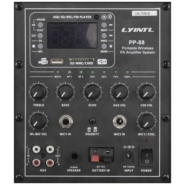 PP-88 6.5 Inch 80W Portable Wireless PA Speaker with USB/SD/FM/Record/Bluetooth - LY ...